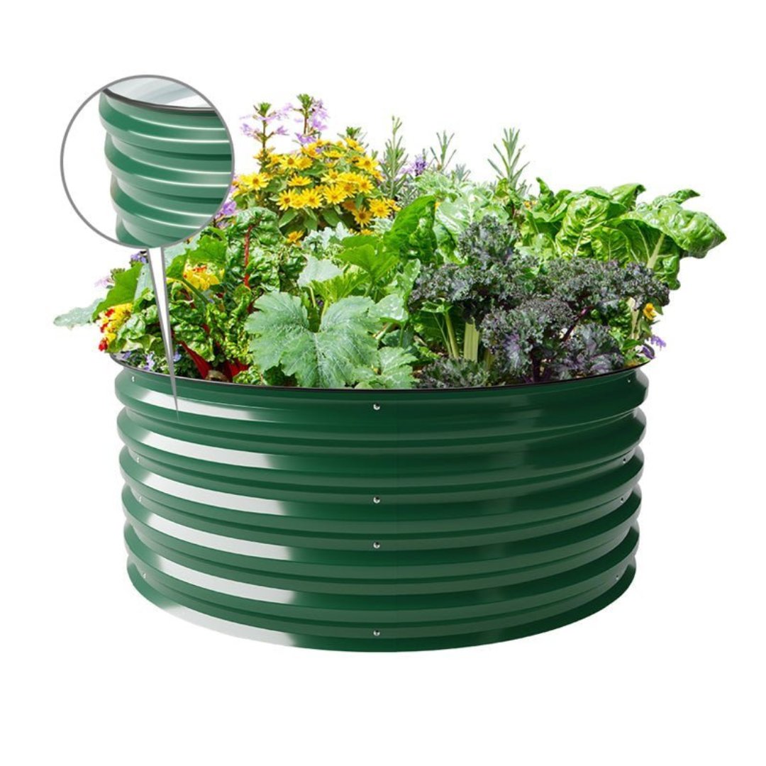 17 Inches Tall 42 Inches Wide Round Raised Garden Bed Moss Green Vegega